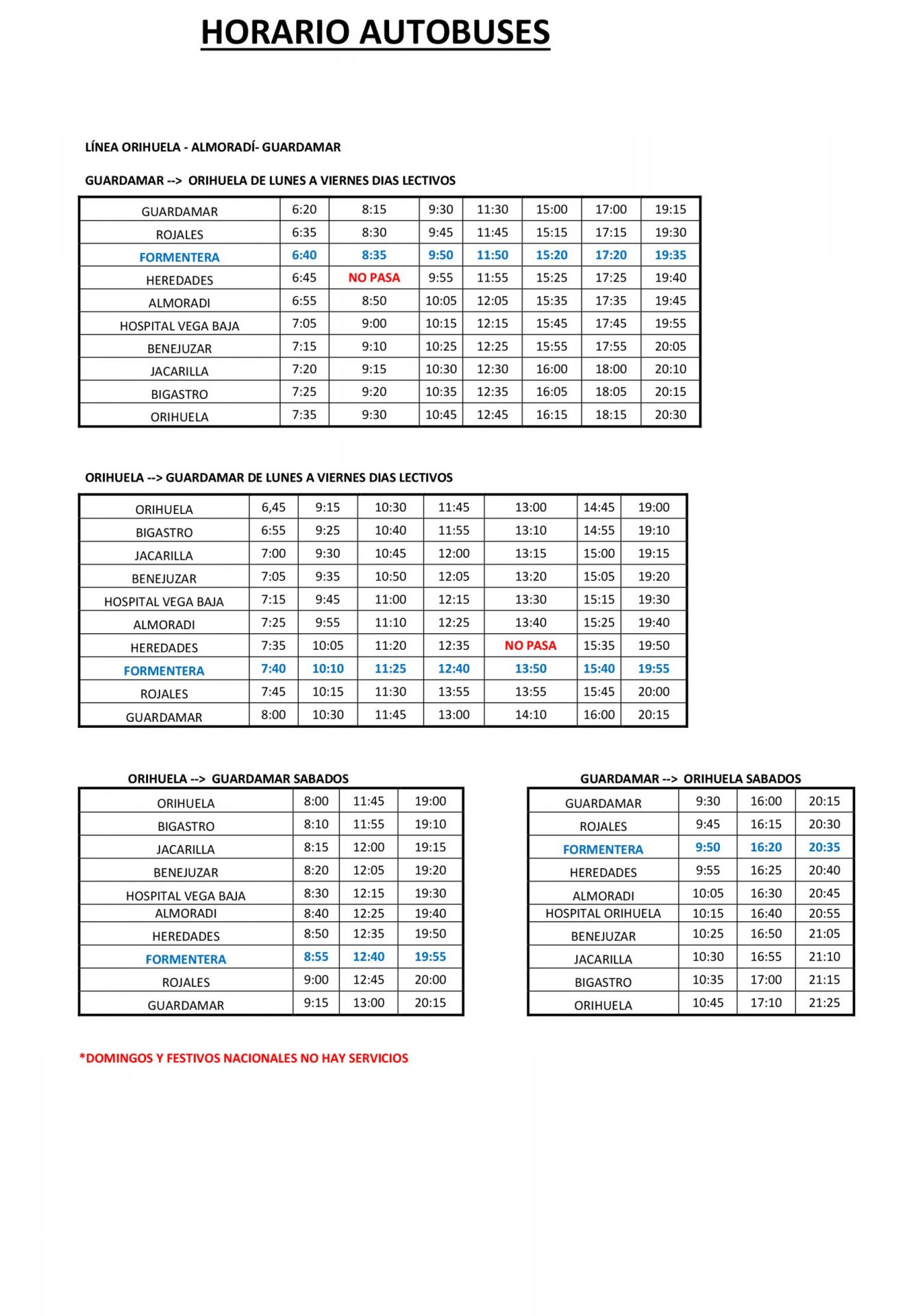 Bus schedule | Ayuntamiento de